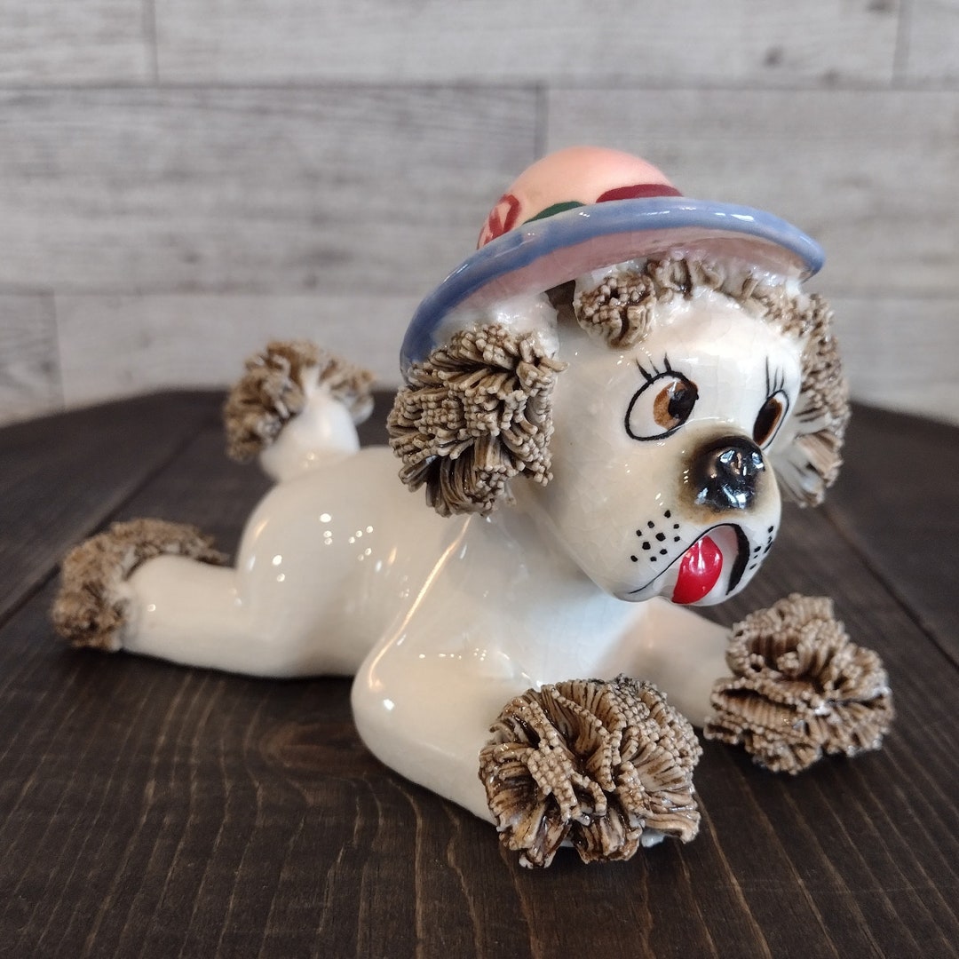 Vintage Spaghetti Hand Painted Porcelain Dog Figurine Wearing - Etsy