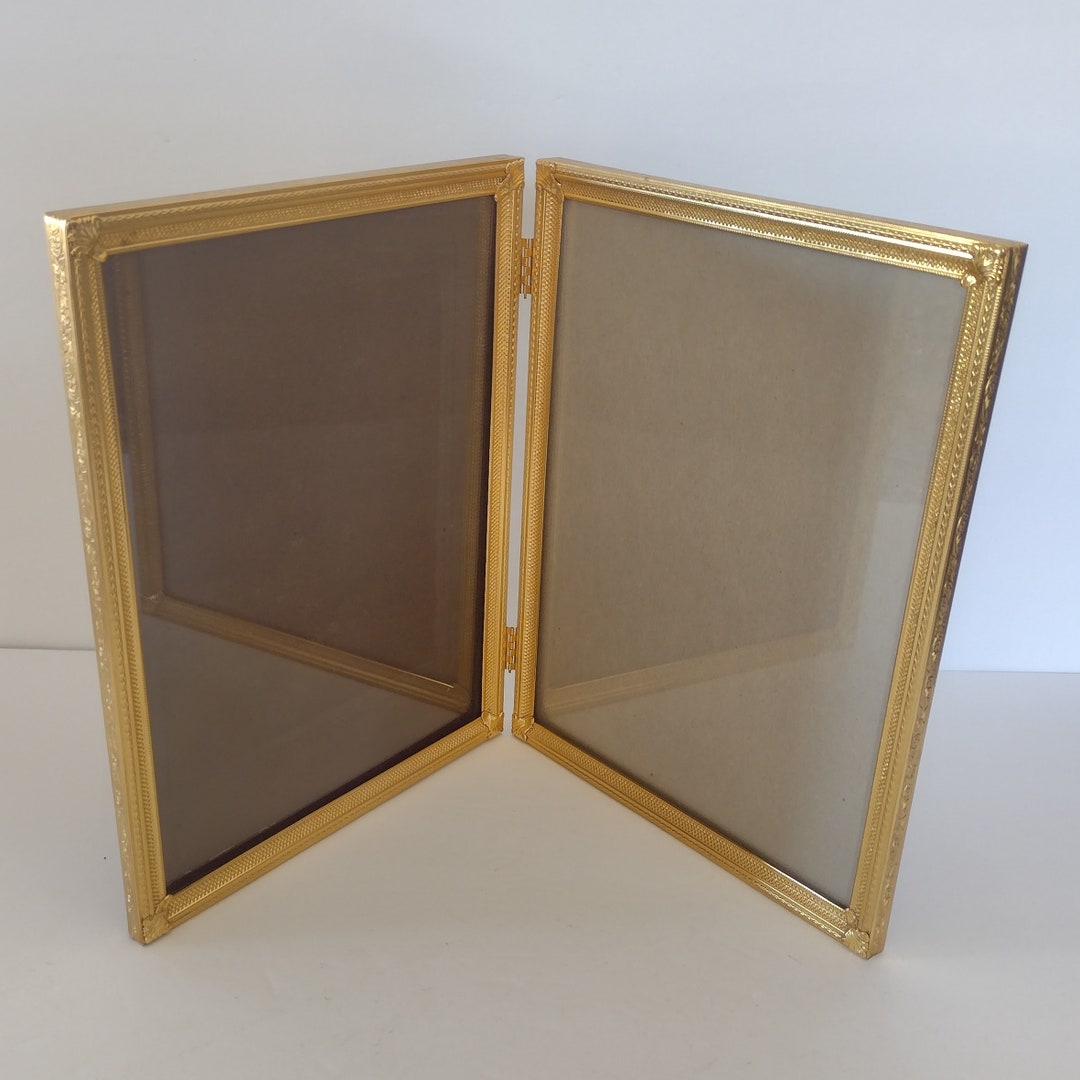 Vintage Gold Metal Bi-fold Frame 8 X 10 Art Deco Floral Filigree Design ...
