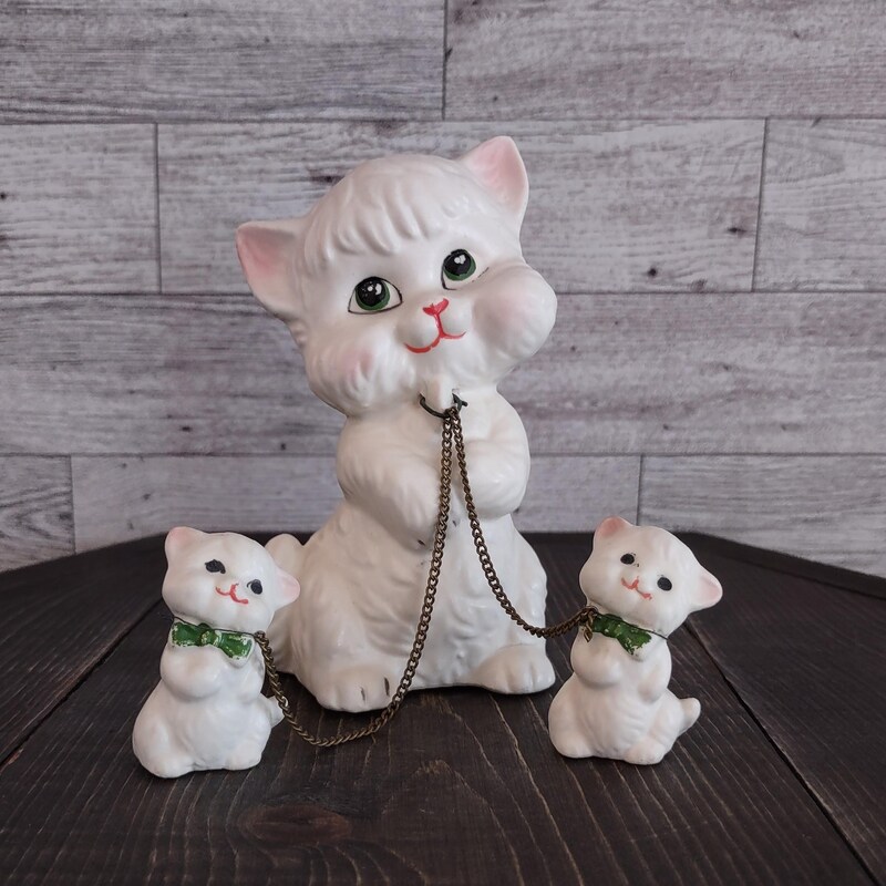 Ceramic Cats With Chain - Etsy