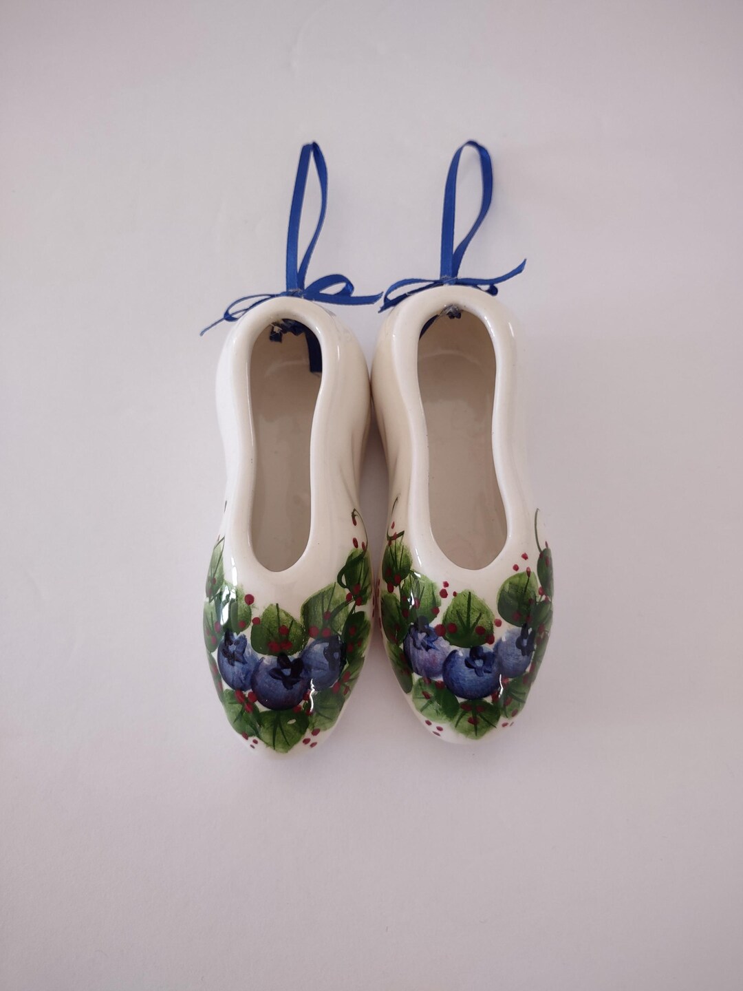 Vintage Small Hand Painted Blueberry Ceramic Ballet Slippers Shoes Wall ...