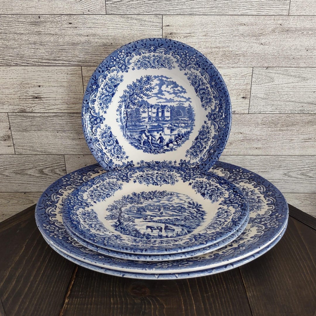 Vintage Staffordshire England Ironstone Tableware Limited Blue White ...