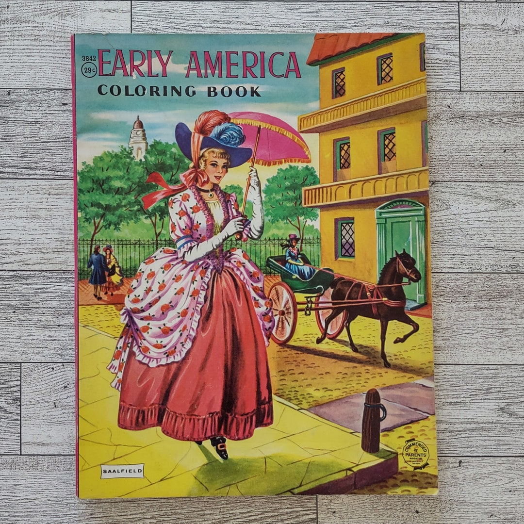 Vintage Mid Century Saalfield early American Coloring Book 3842 ...