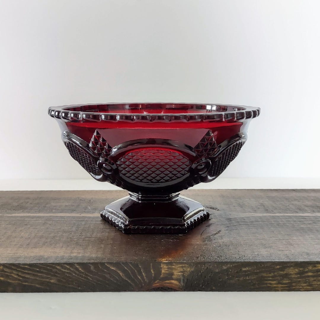 Vintage Avon Ruby Red Glass 1876 Cape Cod Pattern Round Pedestal ...