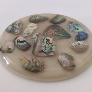 Vintage Mid Century Lucite Acrylic Trivet With Abalone Mother of Pearl ...