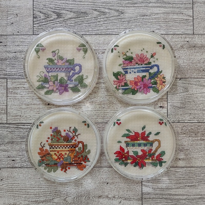 Cross Stitch Coasters - Etsy