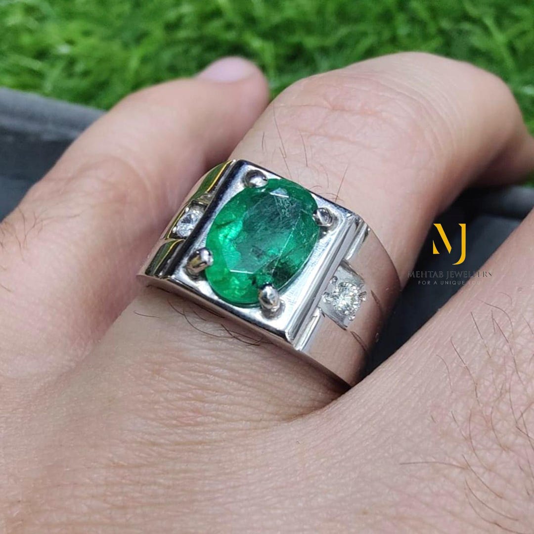 Natural Emerald Ring for Men – Handmade Sterling Silver 925 Jewelry ...