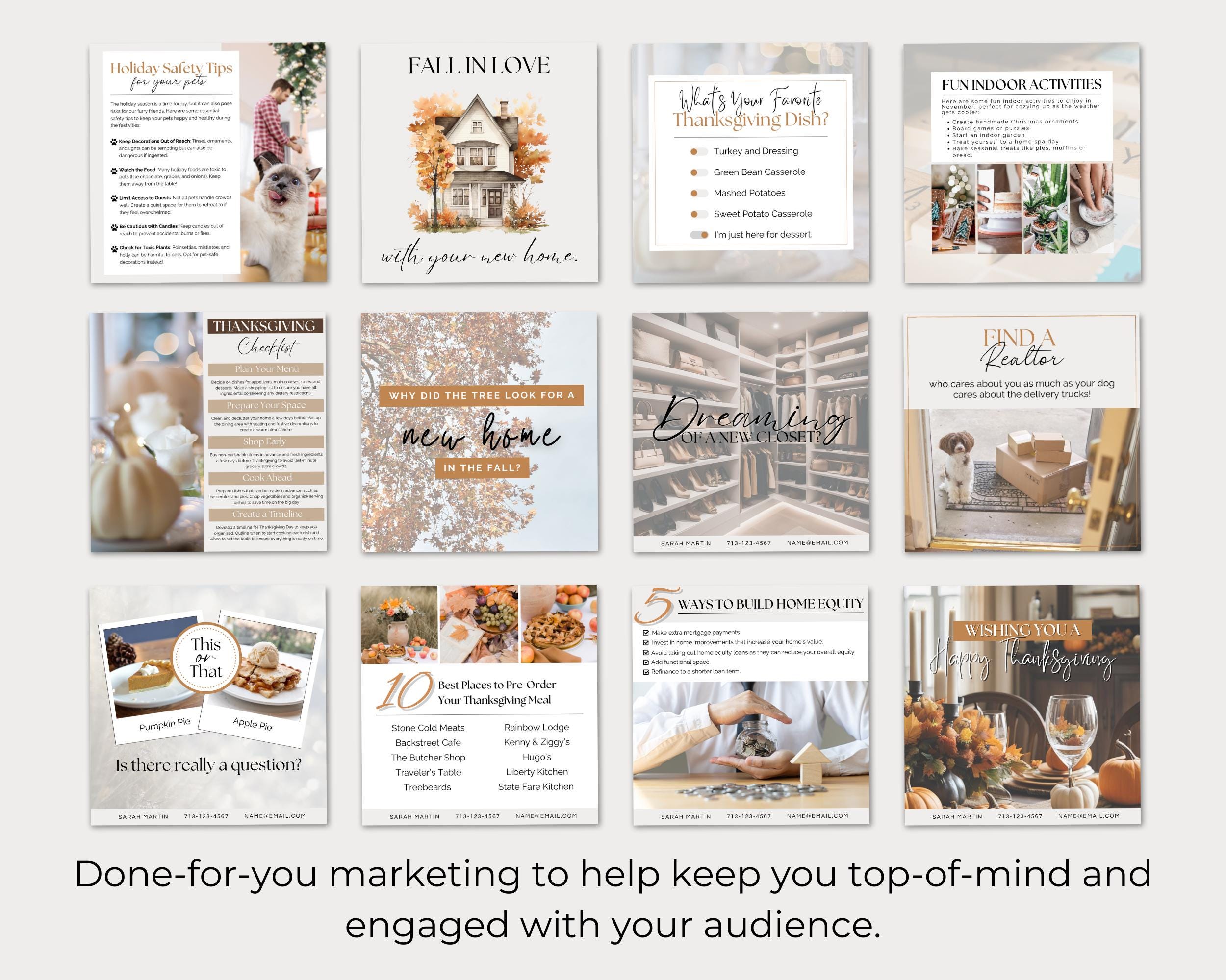 November Real Estate Social Media Posts, Fall Instagram Templates, Real ...