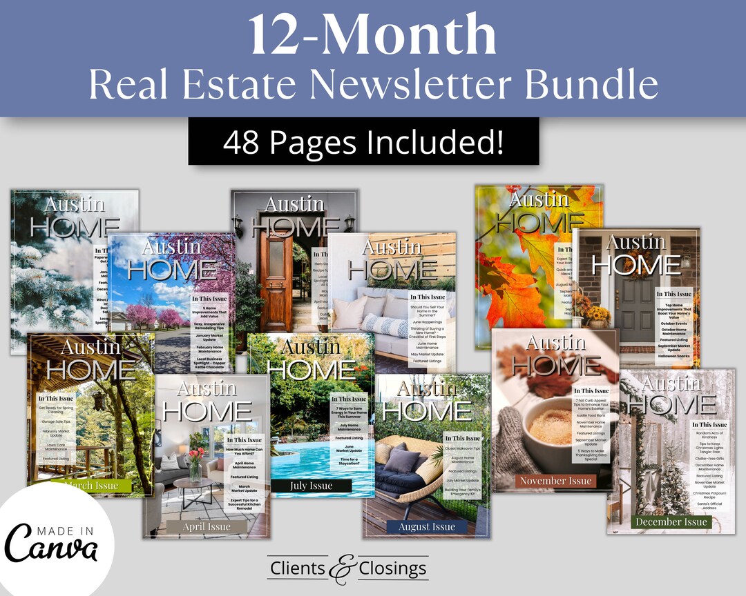 Real Estate Newsletter Bundle, Real Estate Templates, Realtor Mailer ...
