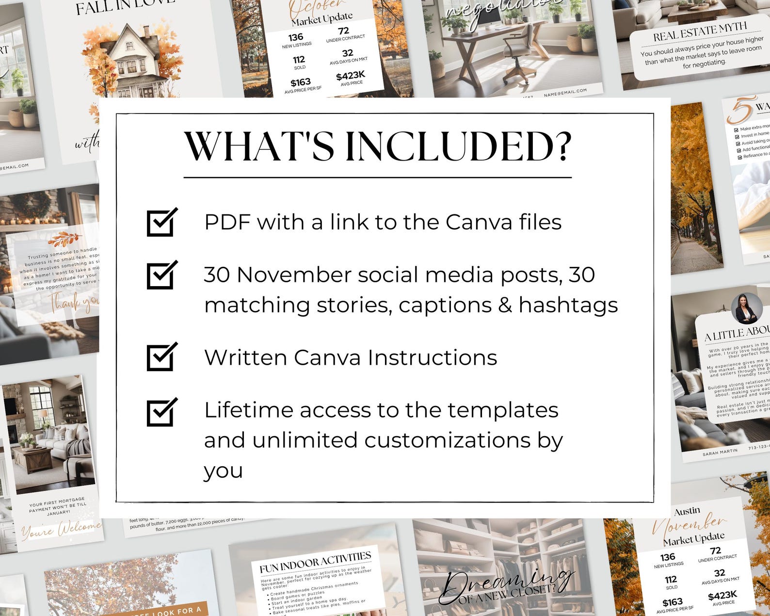 November Real Estate Social Media Posts, Fall Instagram Templates, Real ...