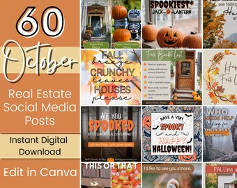 October Social Media Posts Real Estate Fall Marketing Fall - Etsy