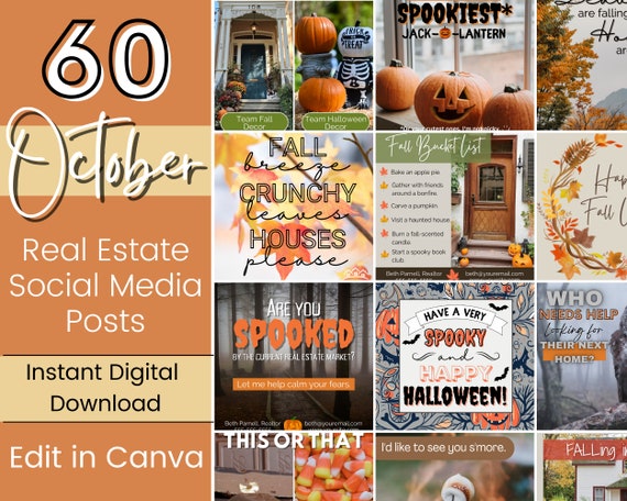 October Social Media Posts Real Estate Fall Marketing Fall - Etsy