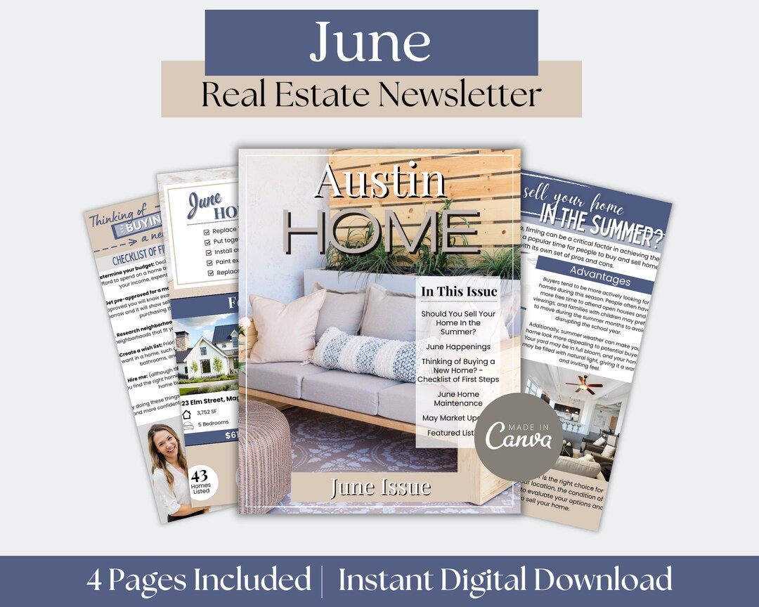 June Real Estate Newsletter, Summer Real Estate Templates, Realtor ...