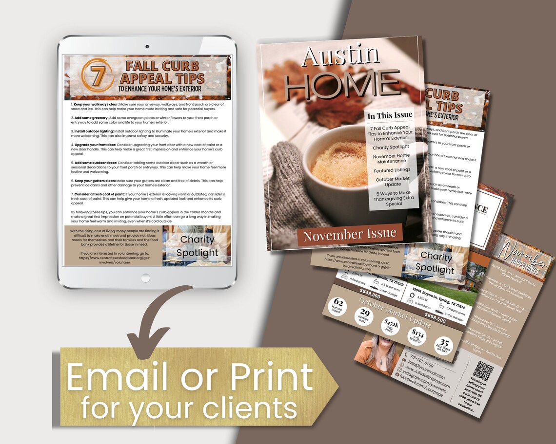 November Real Estate Newsletter, Fall Real Estate Templates, Realtor ...