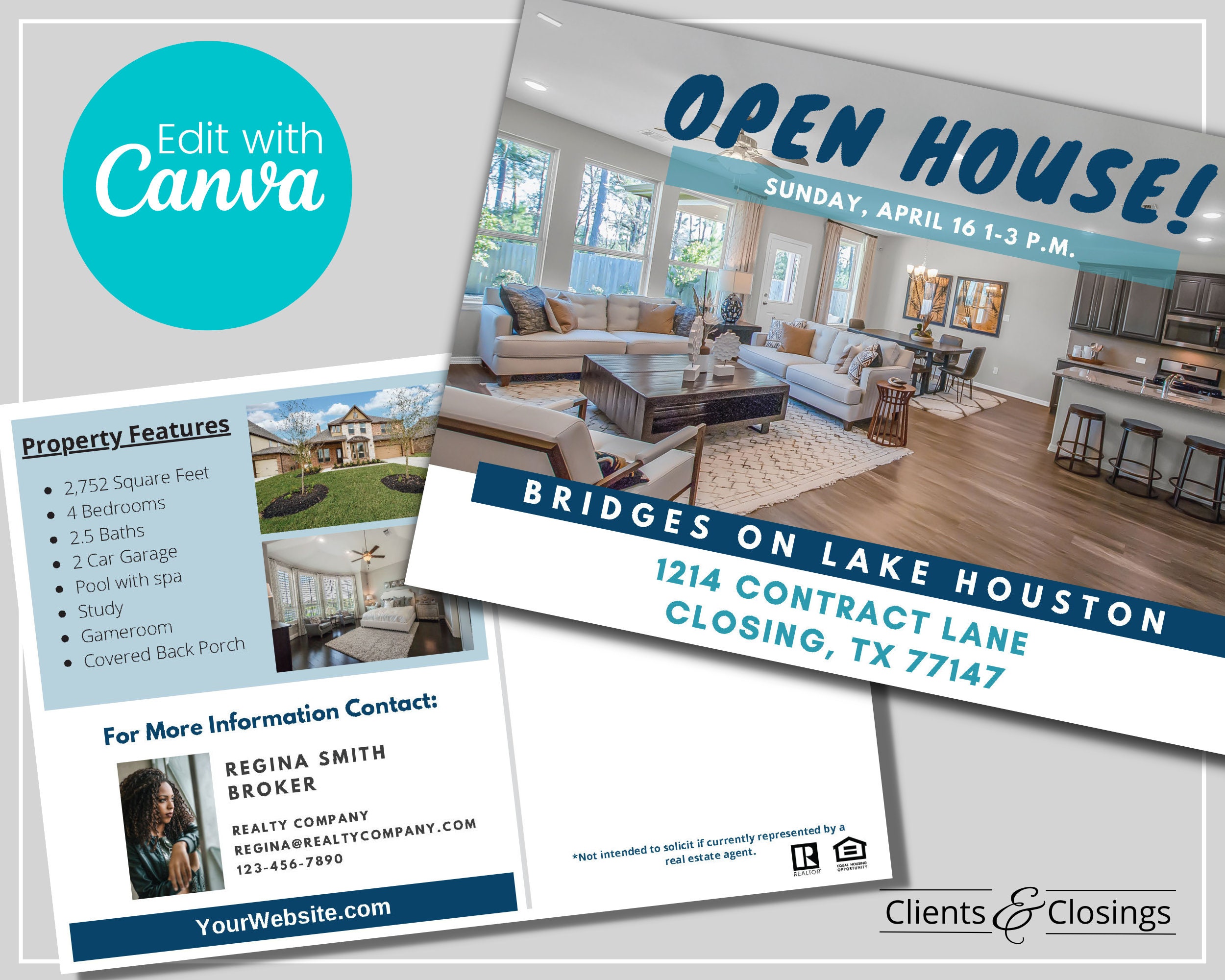 Open House Postcard, Real Estate Postcard Template, Open House Template ...