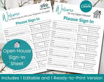 Real Estate Open House Sign in Sheet - Etsy