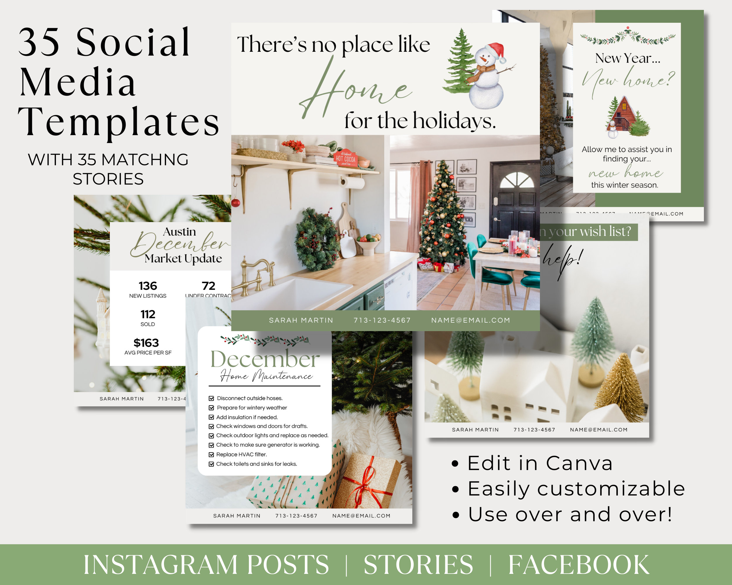 December Real Estate Social Media, Christmas Instagram, Winter Real ...