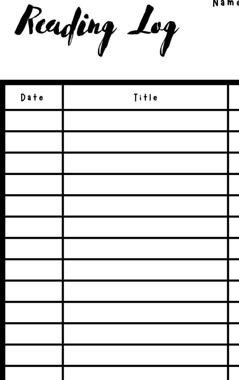Reading Log Template, Book Review Journal, Book Lovers Journal, Reading ...