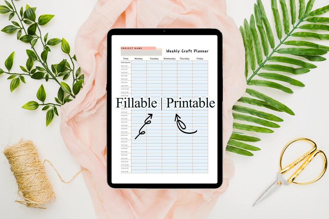 Fillable Printable Weekly Craft Project Planner | Elegant PDF Digital ...
