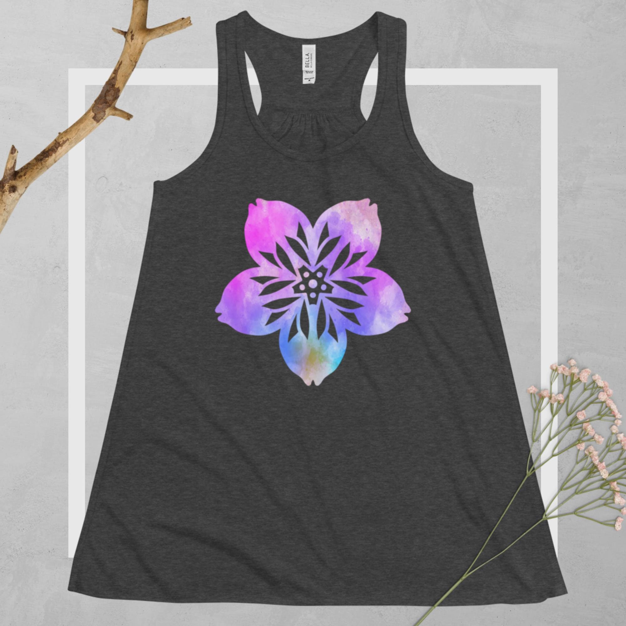 Watercolor Splash Lotus Flower Mandala Women's Flowy Racerback Tank ...