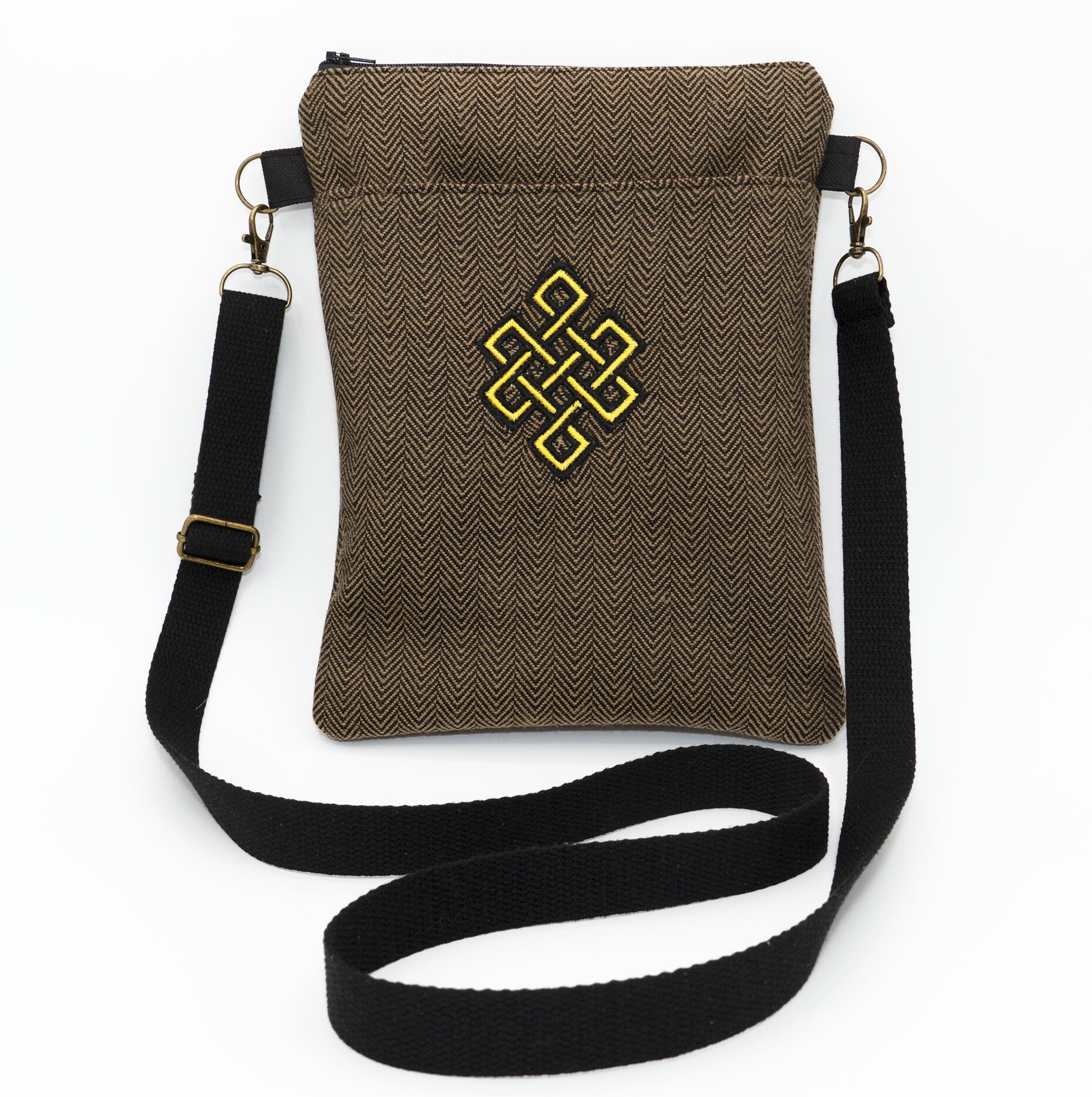 Tibetan Endless Knot Embroidered Crossbody Bag, Eternal Knot Buddhist ...