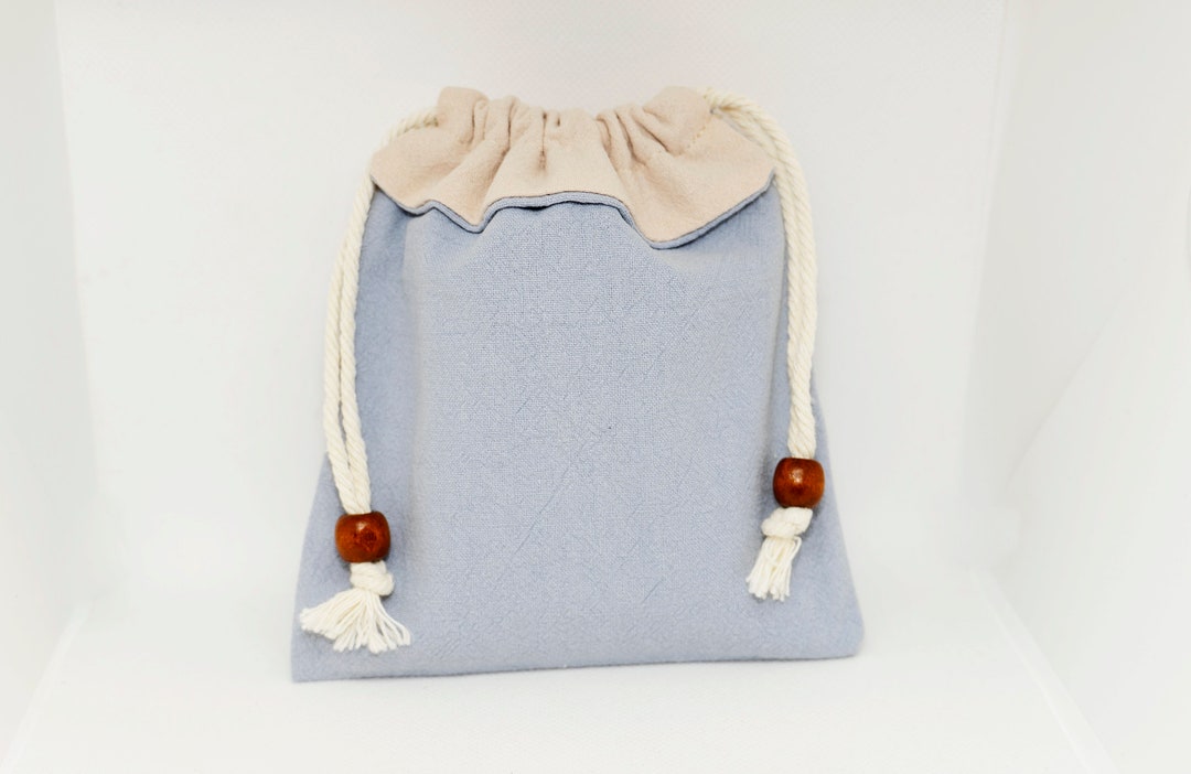 Boho Charm Handcrafted Drawstring Fabric Pouch With Wooden Beads ...