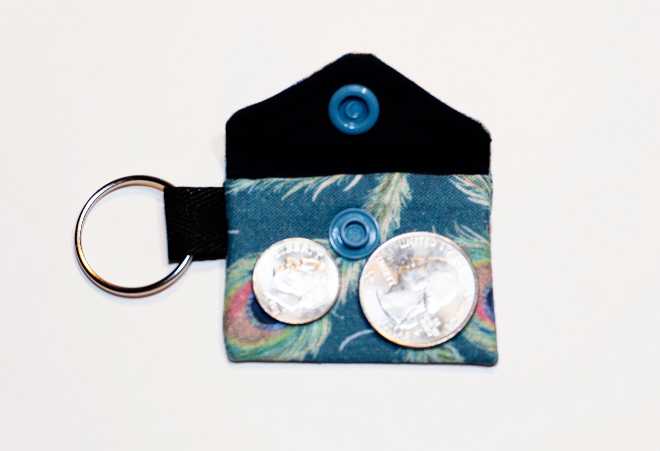 Handmade Japanese Peacock Feather Mini Key Ring Pouch, SD Card Holder ...