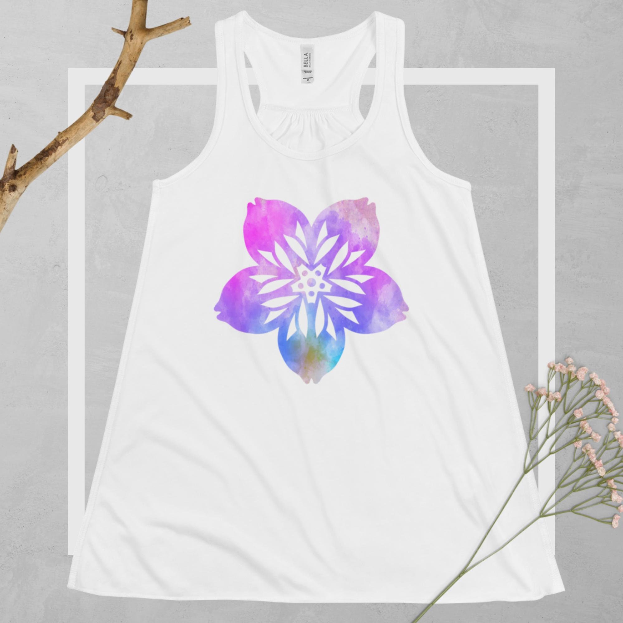 Watercolor Splash Lotus Flower Mandala Women's Flowy Racerback Tank ...