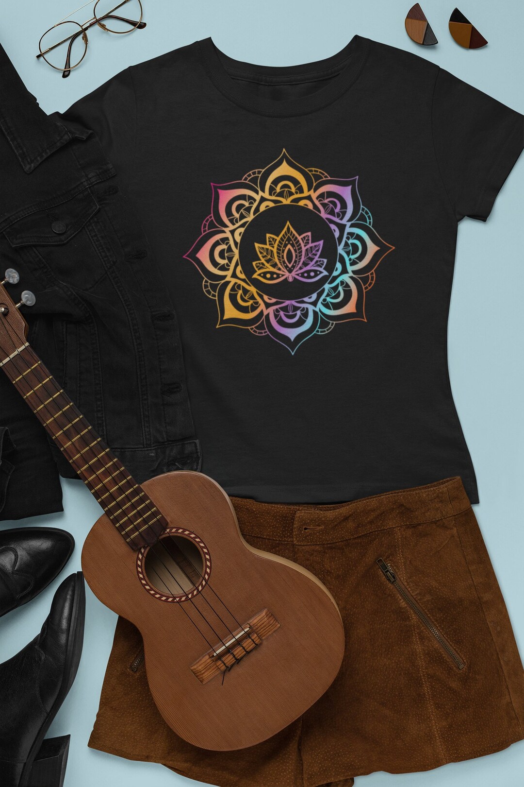 Rainbow Color Lotus Mandala Vintage Tshirt/ Vintage Mandala Flowy Shirt ...