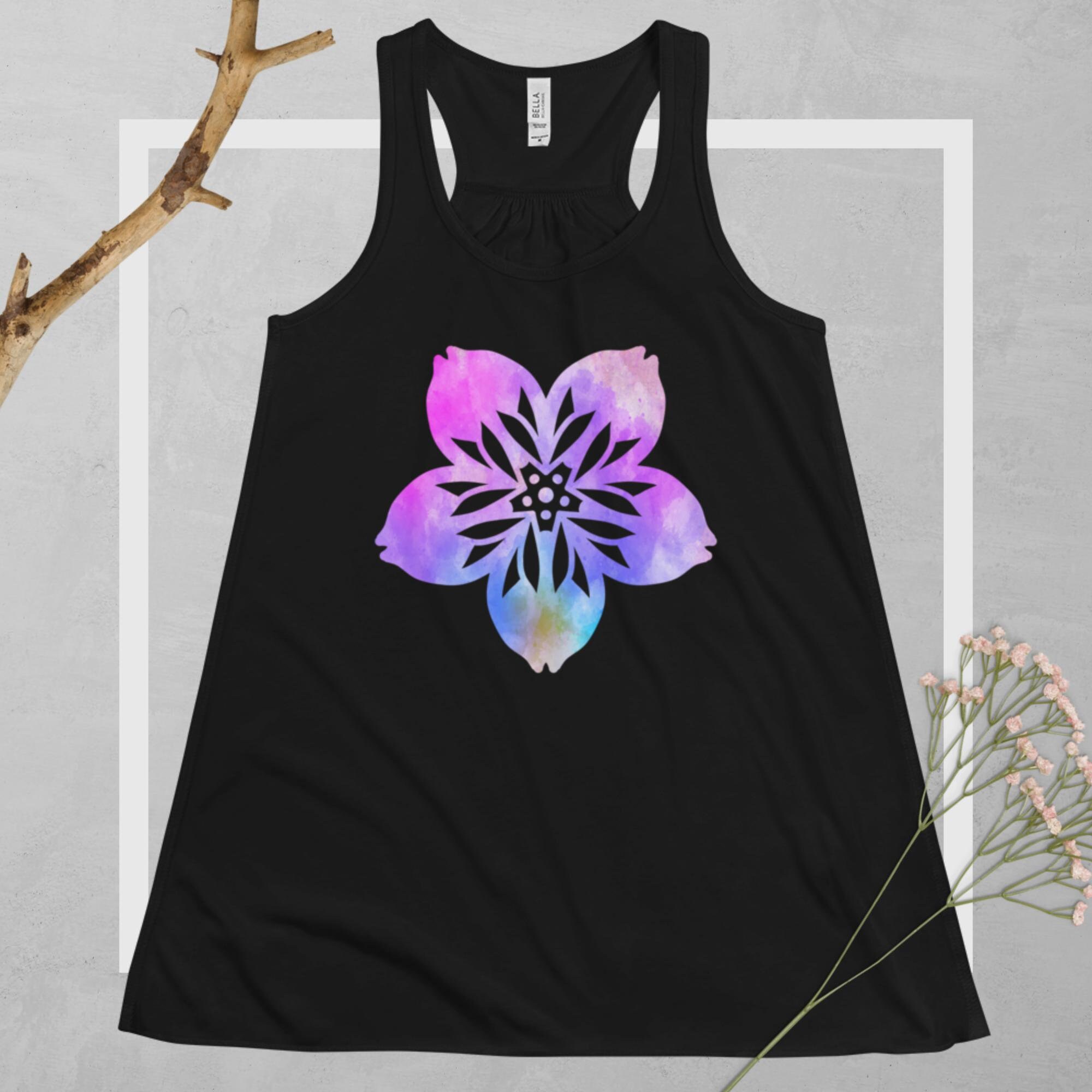 Watercolor Splash Lotus Flower Mandala Women's Flowy Racerback Tank ...