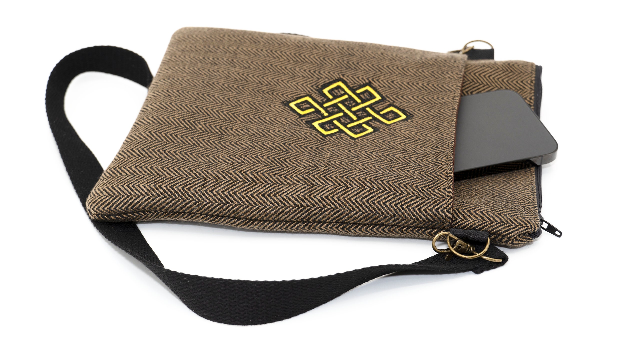 Tibetan Endless Knot Embroidered Crossbody Bag, Eternal Knot Buddhist ...
