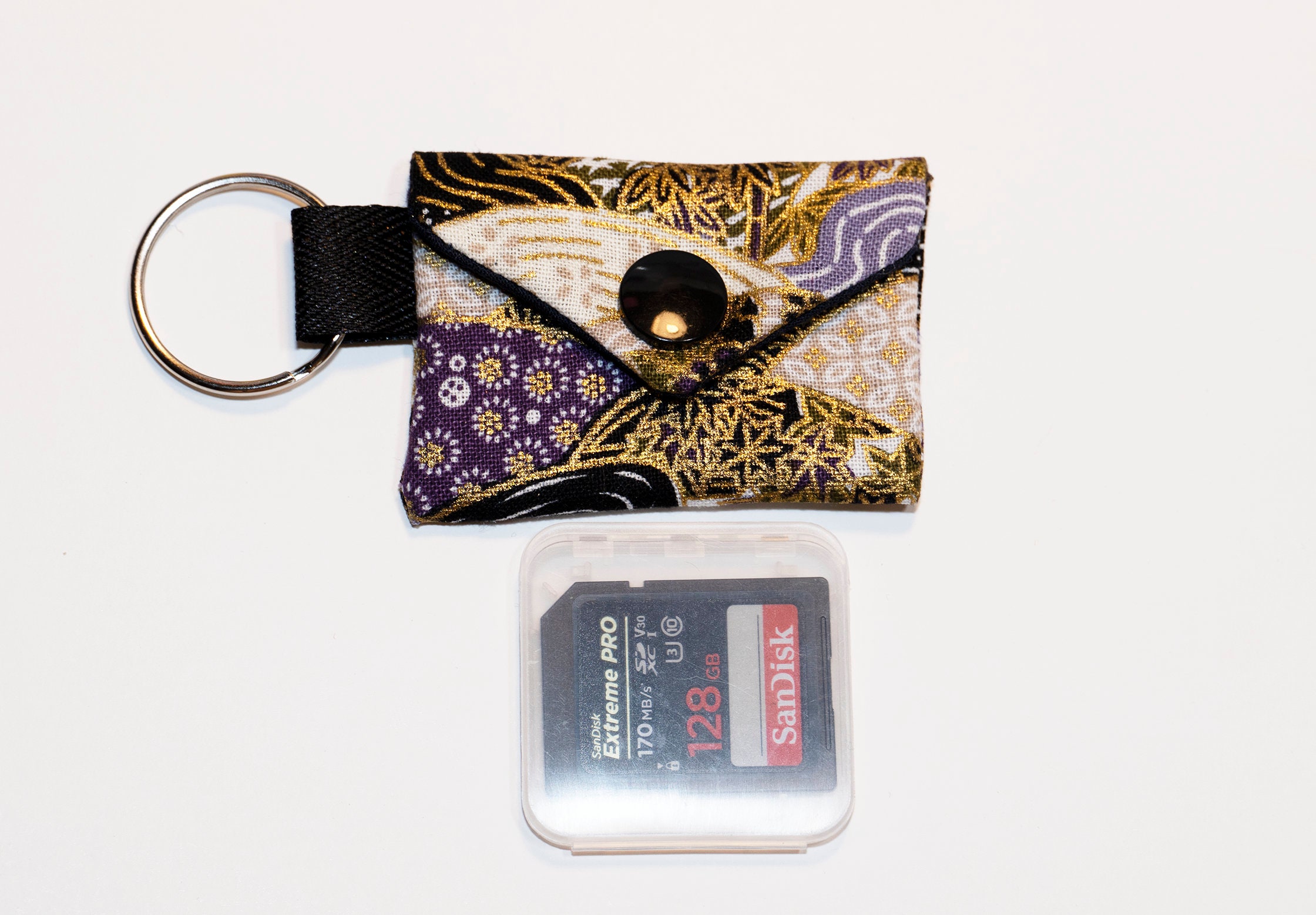 Handmade Japanese Mini Key Ring Pouch, SD Card Holder, Jewelries, Coins ...