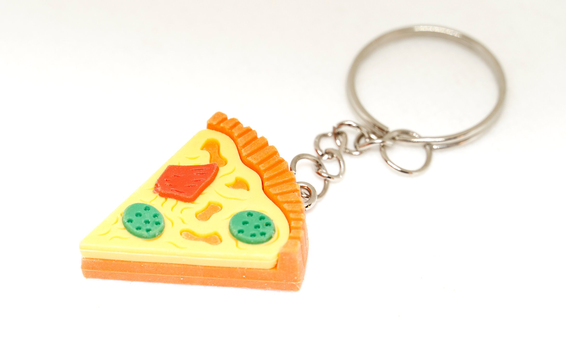 Miniature Pizza Keychain, Adorable Food Charm, Cute Pizza Slice Keyring ...