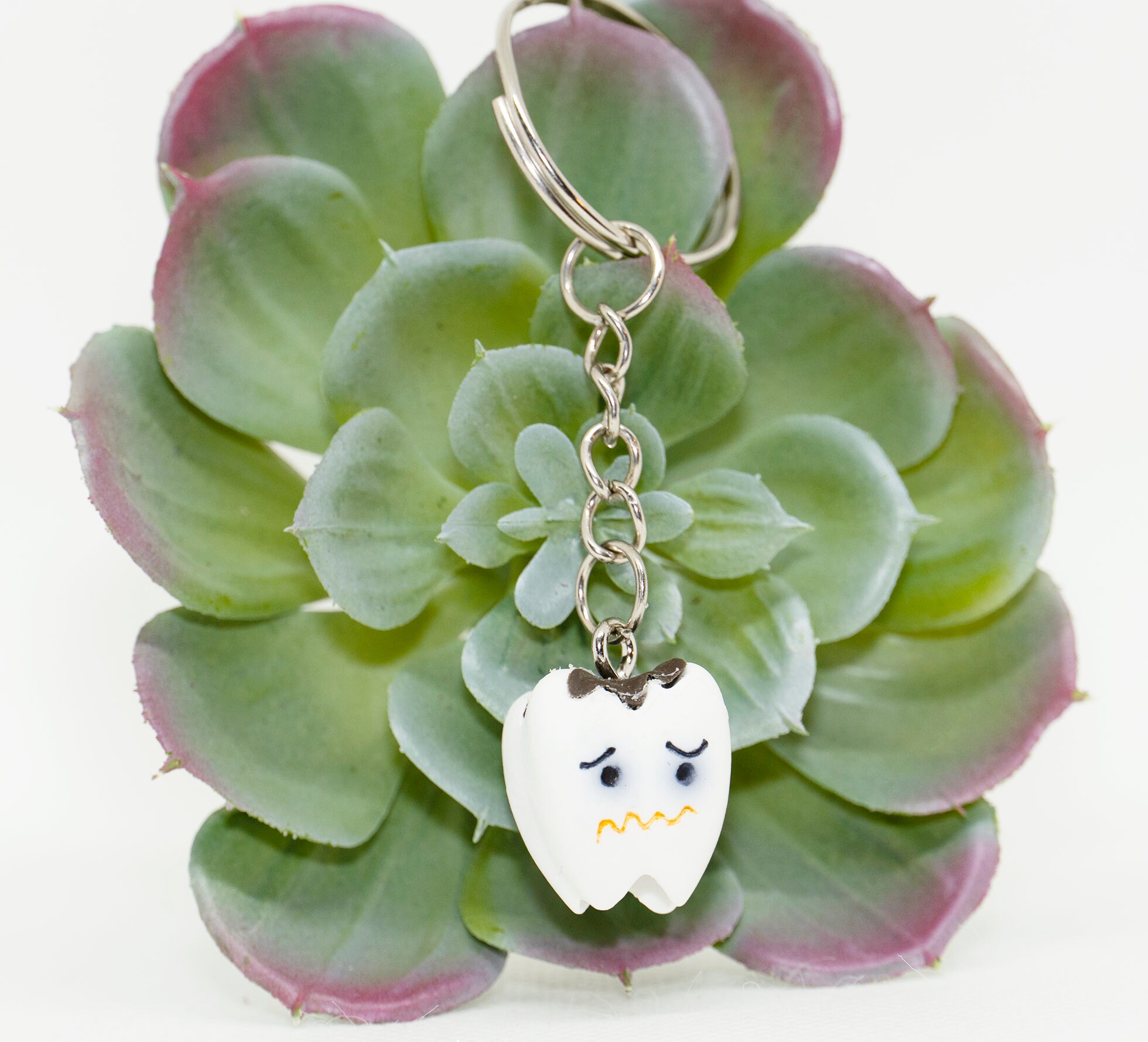 Miniature Tooth Keychain, Adorable Dental Charm, Cute Tooth Keyring ...