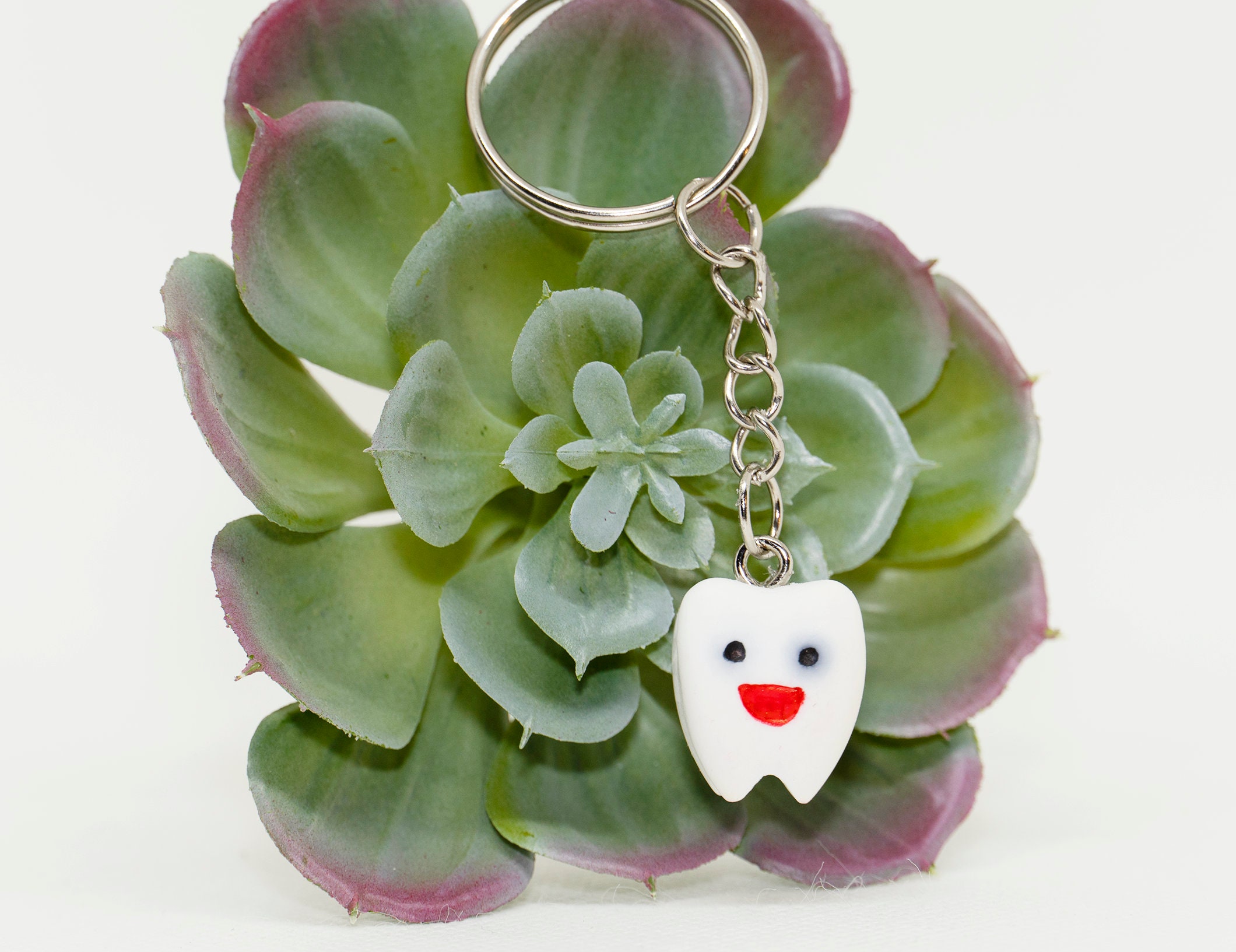 Miniature Tooth Keychain, Adorable Dental Charm, Cute Tooth Keyring ...