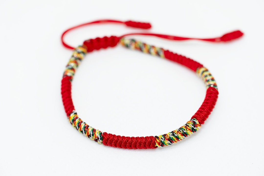 Red Protection Lucky Bracelet, Braid Bracelet, Buddhist Bracelet ...