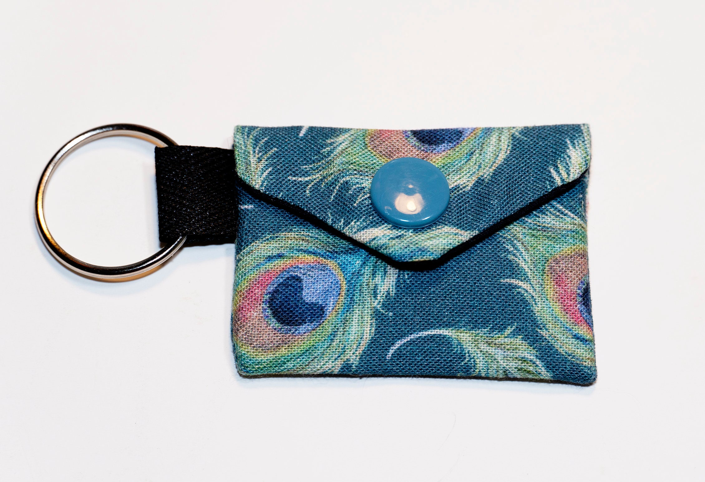 Handmade Japanese Peacock Feather Mini Key Ring Pouch, SD Card Holder ...