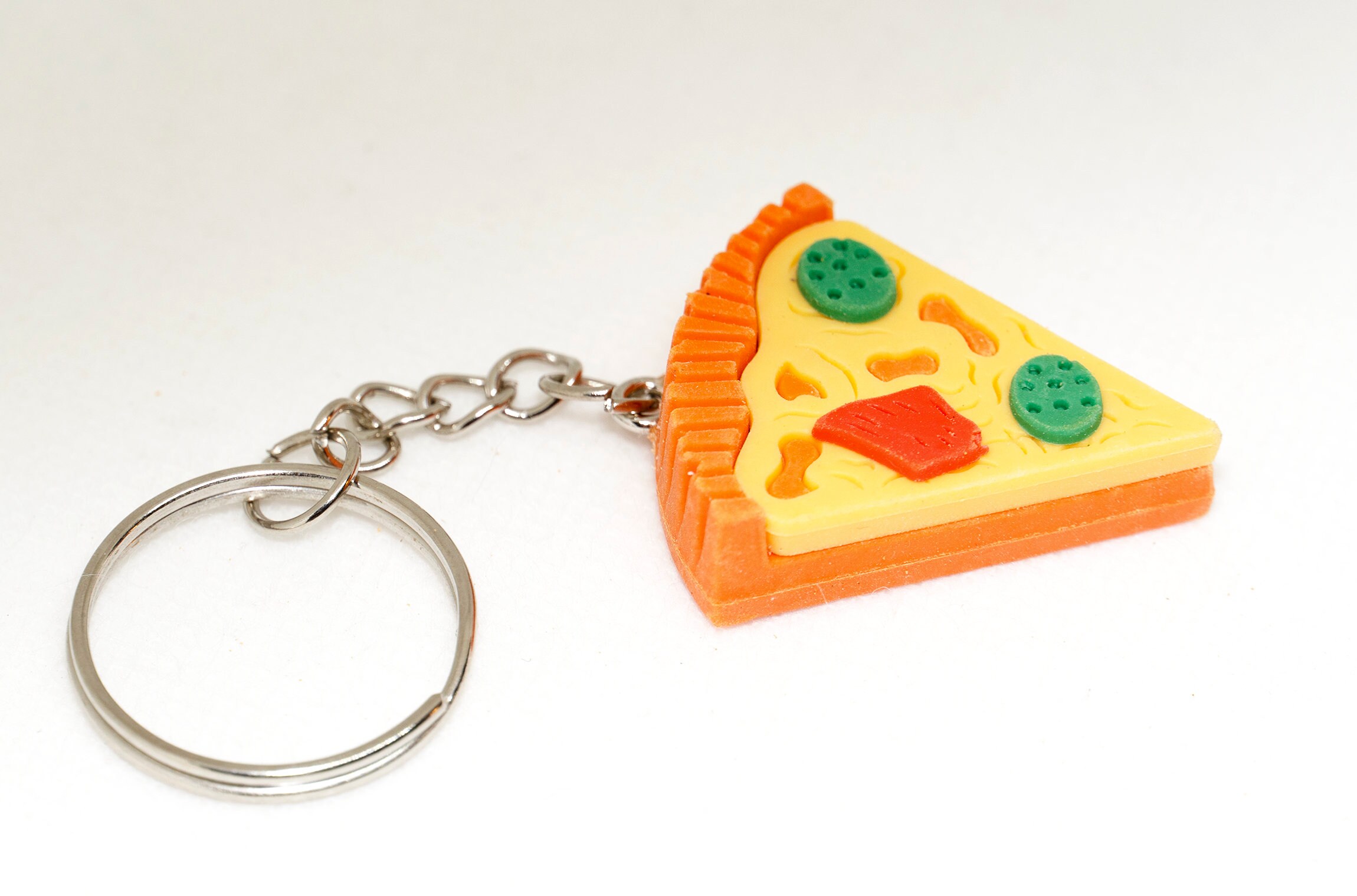 Miniature Pizza Keychain, Adorable Food Charm, Cute Pizza Slice Keyring ...