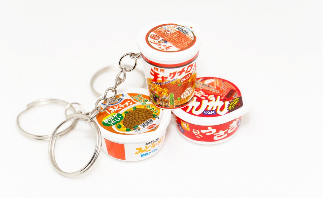 Japanese Miniature Cups Noodle Ramen Keychain, Realistic Japanese ...