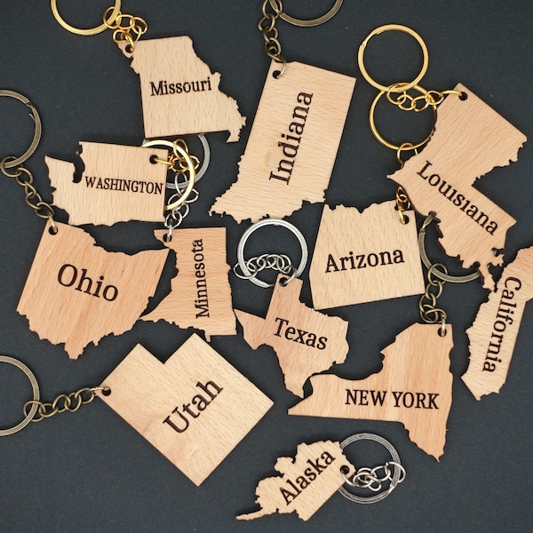 Wooden Map Key Chain - Etsy