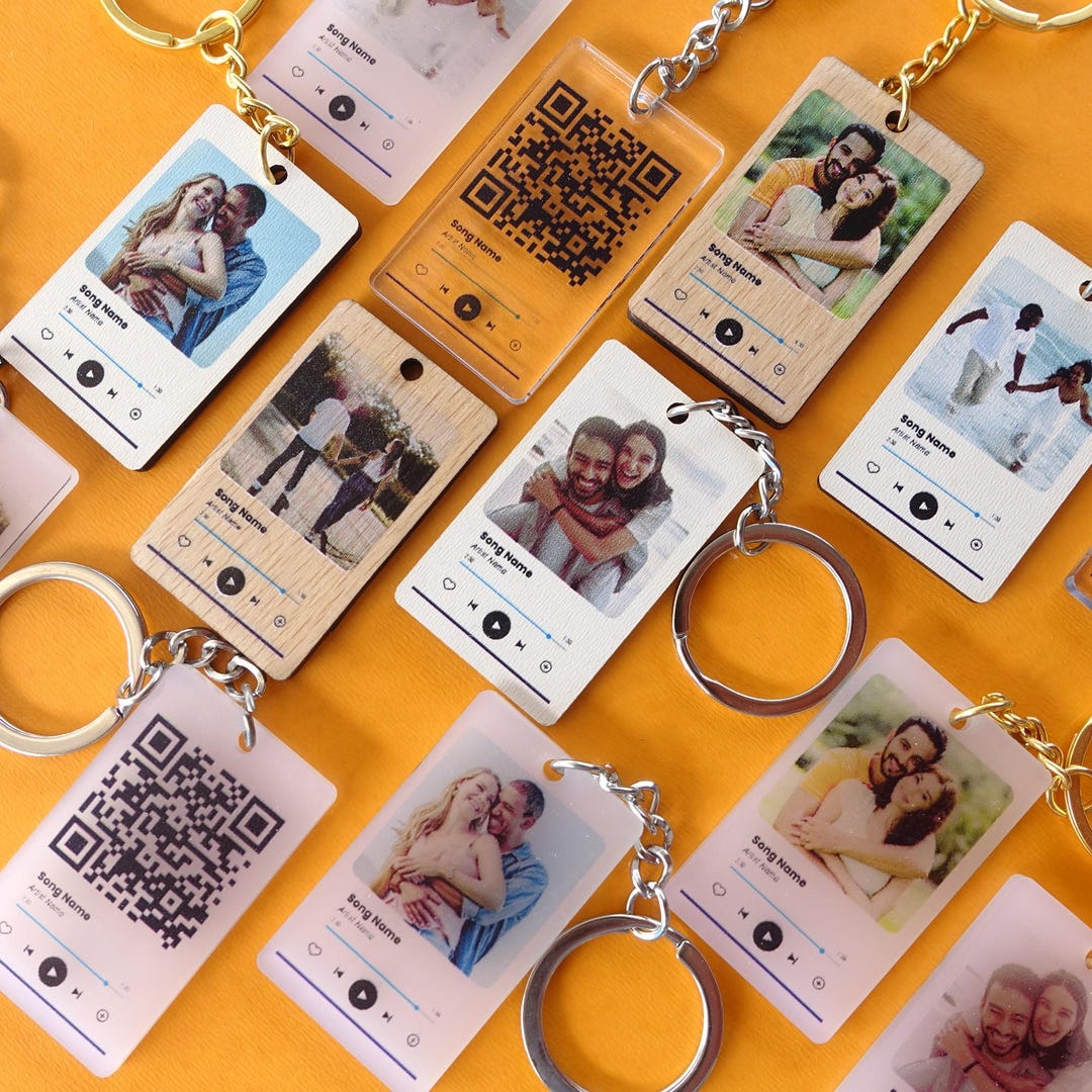 Wedding Song Keychains, Spotify Keychain Custom, QR Code, Picture ...