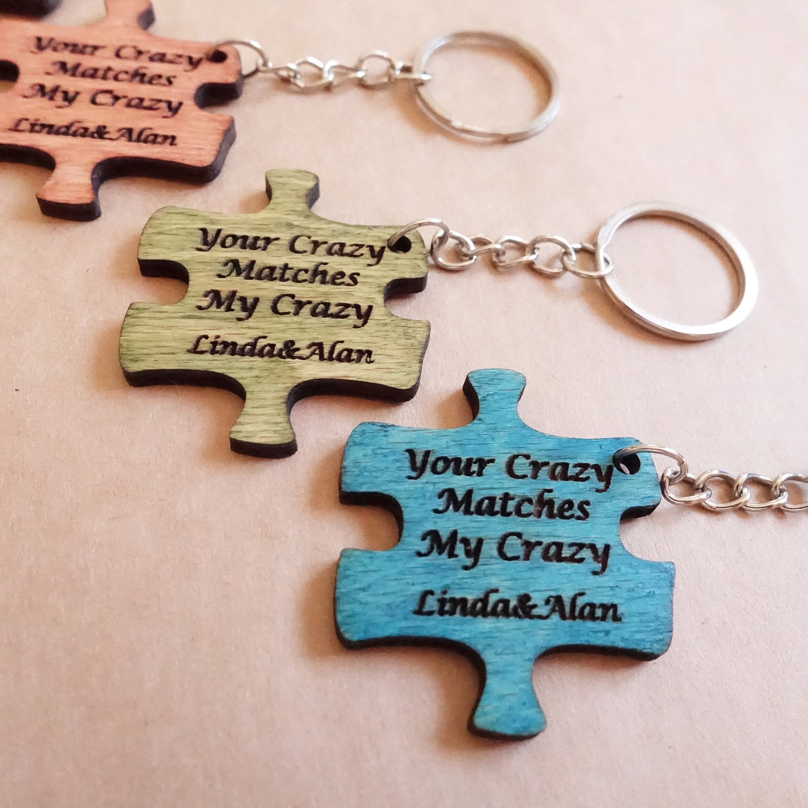 Personalized Puzzle Keychains, Custom Wooden Key Chains, Wedding Favors ...