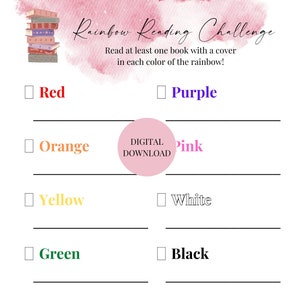 Rainbow Reading Challenge: Printable Book Tracker (PDF) - Etsy