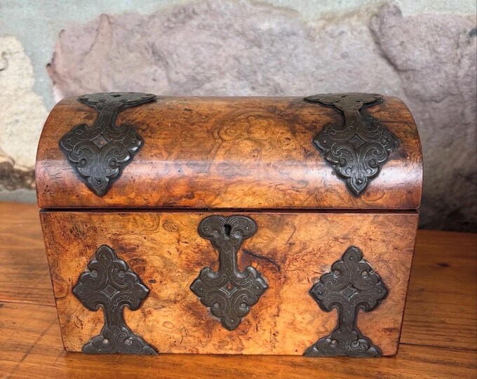 Antique Victorian Calamander Wood and Brass Tea Caddy Box – 19th ...