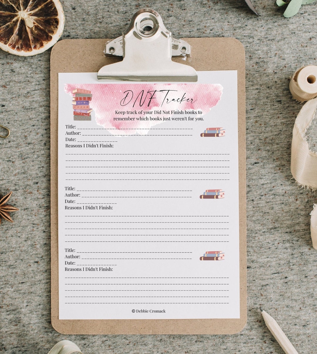 DNF (did Not Finish) Tracker, Book Log, Book Lover, Printable Tracker ...