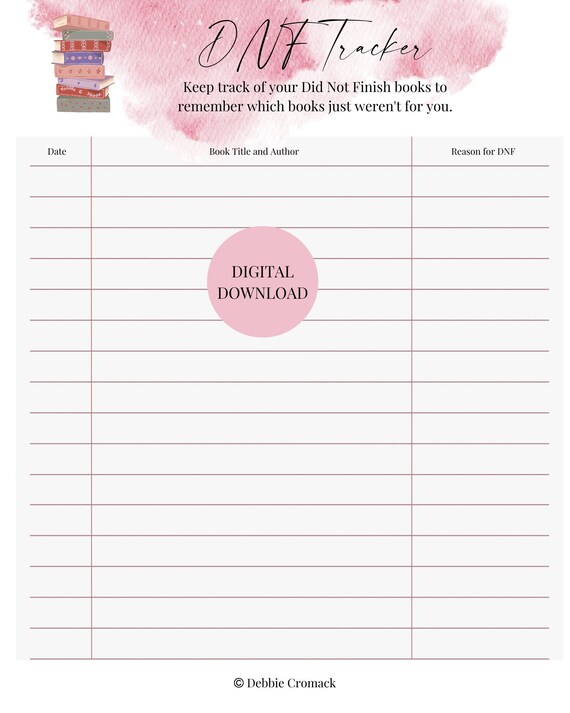 DNF did Not Finish Book Tracker Numbered Book Log | Etsy