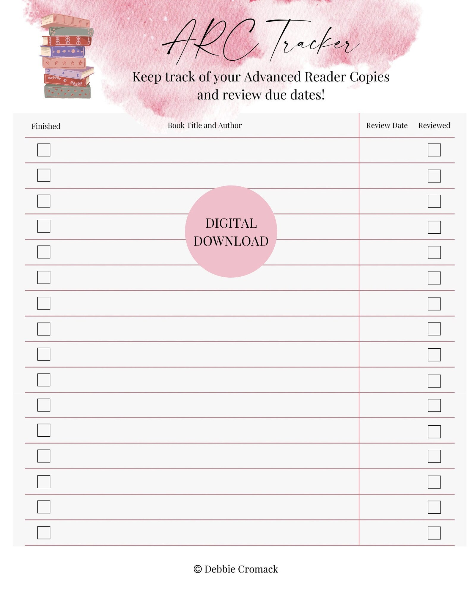 ARC advanced Reader Copy Printable Tracker Book Log Book - Etsy