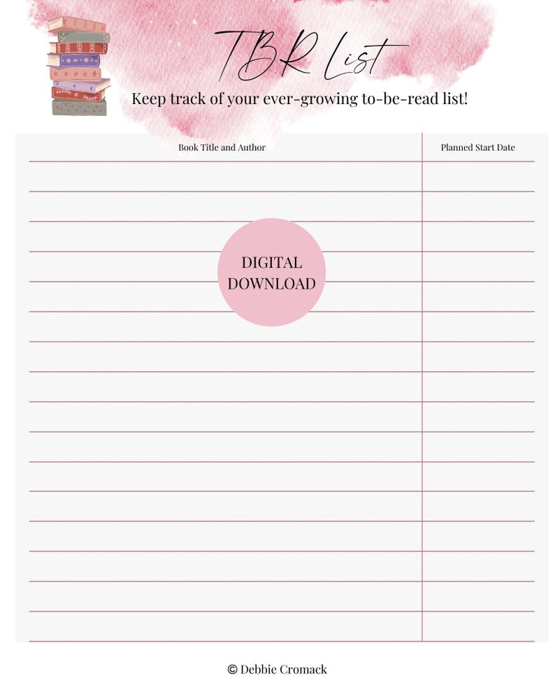 TBR to Be Read List, Book Log, Book Lover, Printable Tracker, Book Club ...