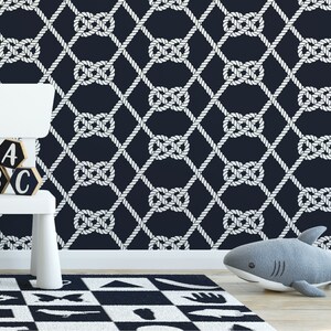 Wall Decor-navy Knots Wallpaper, Peel and Stick Wallpaper, Removable ...