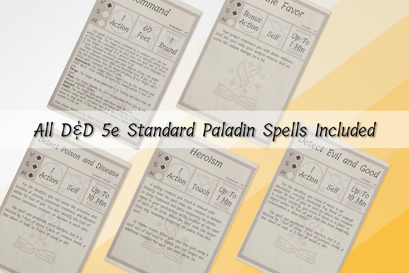 Dnd Paladin Spell Cards D&D 5e Dnd Printables Dnd Accessories Dungeons ...