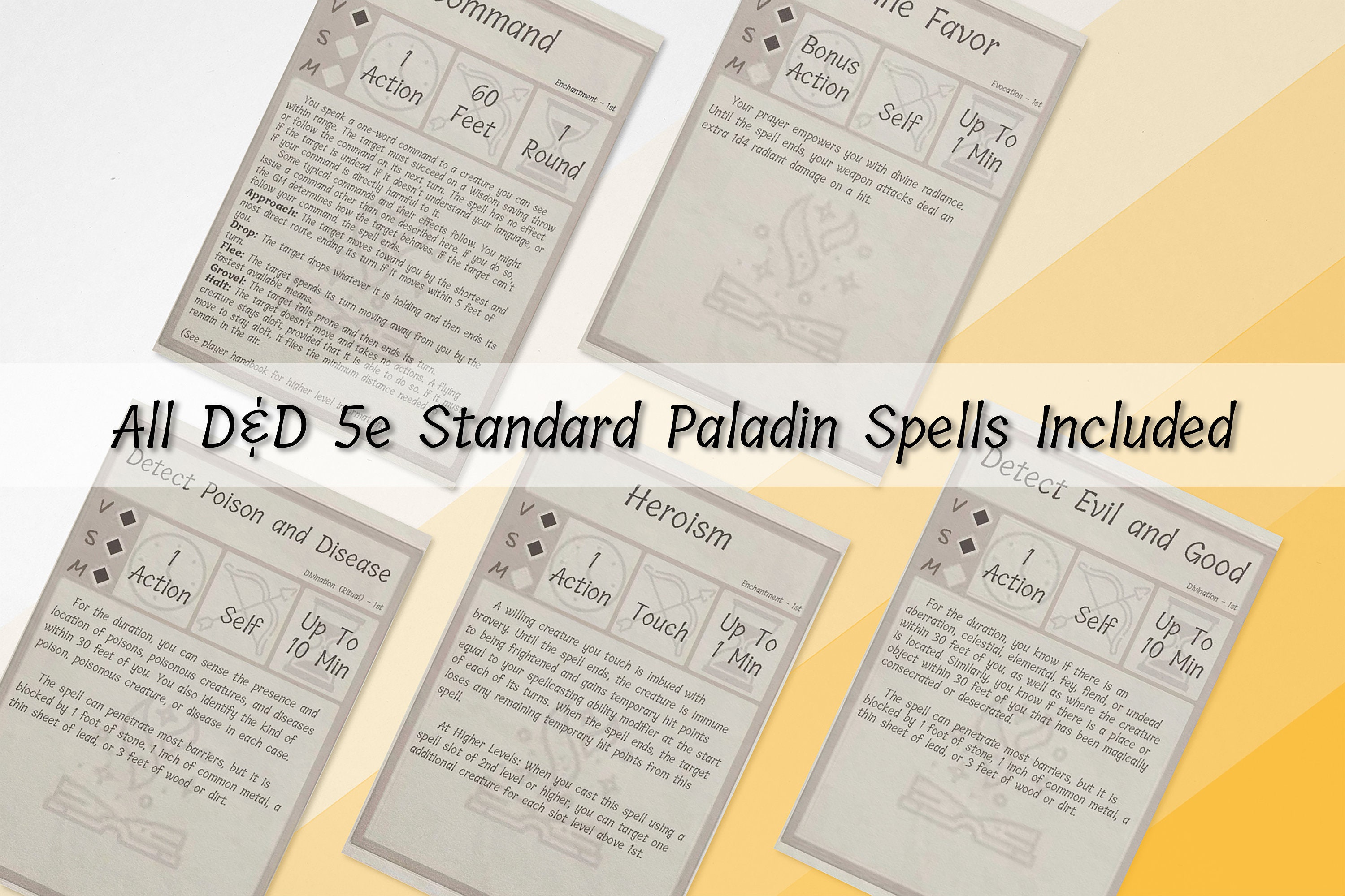 Dnd Paladin Spell Cards D&D 5e Dnd Printables Dnd Accessories Dungeons ...